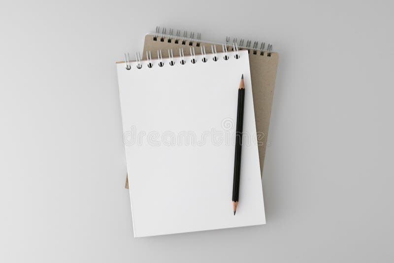 Open, Office Notepad for Notes on a Spiral Spring with a Pencil on a ...