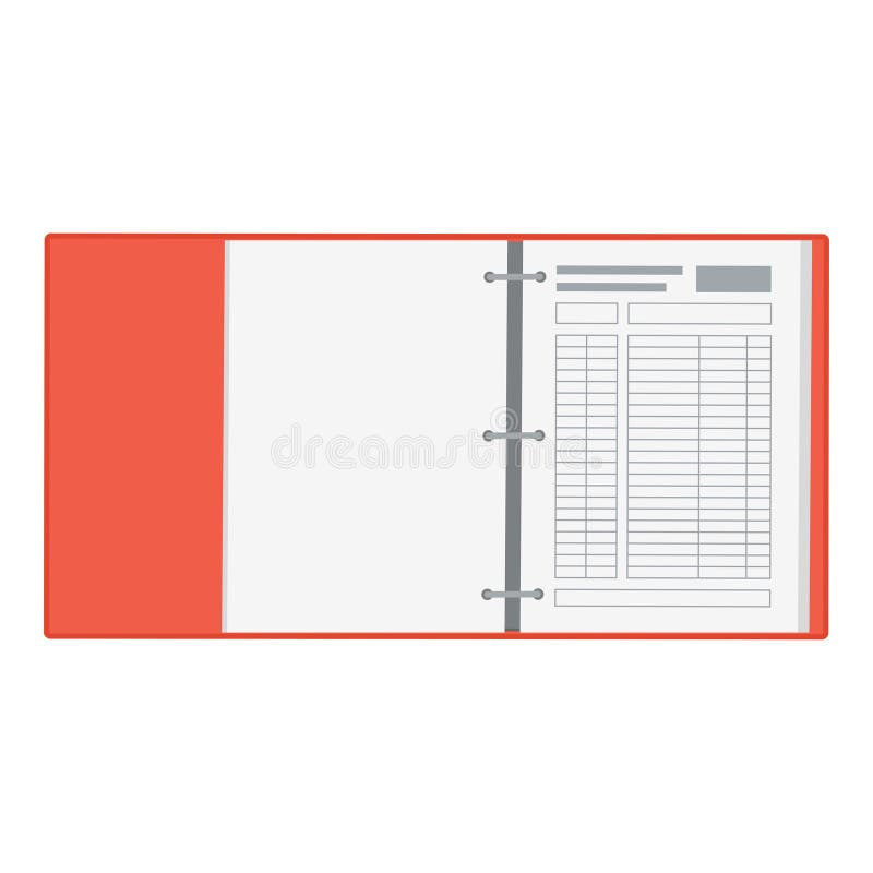 Open Office Ring Binder with Paperwork Stock Vector - Illustration of ...
