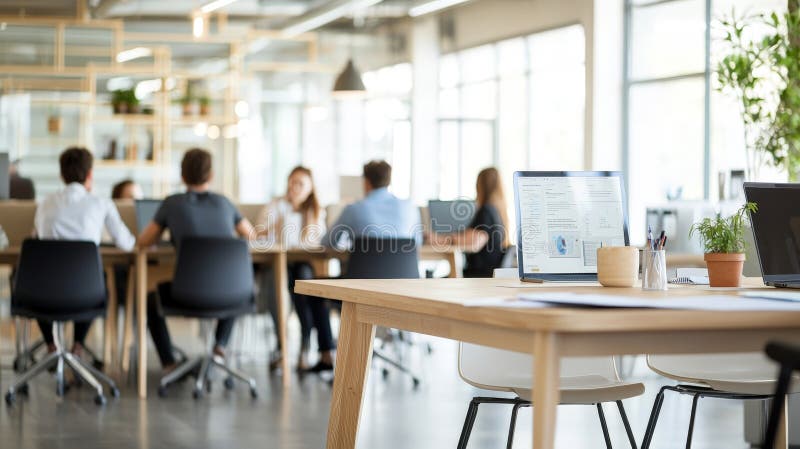 Open Office Space Collaboration Stock Illustration - Illustration of ...