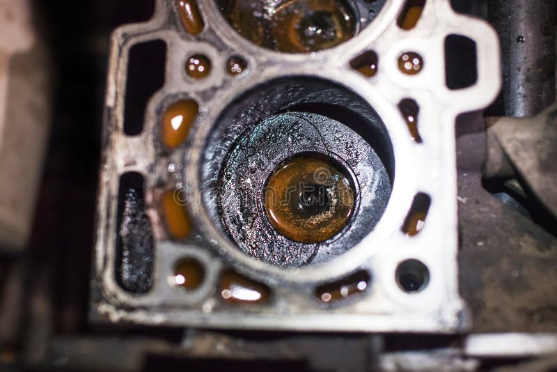 Open Old Block on Four Cylinder Engine Stock Image - Image of block ...