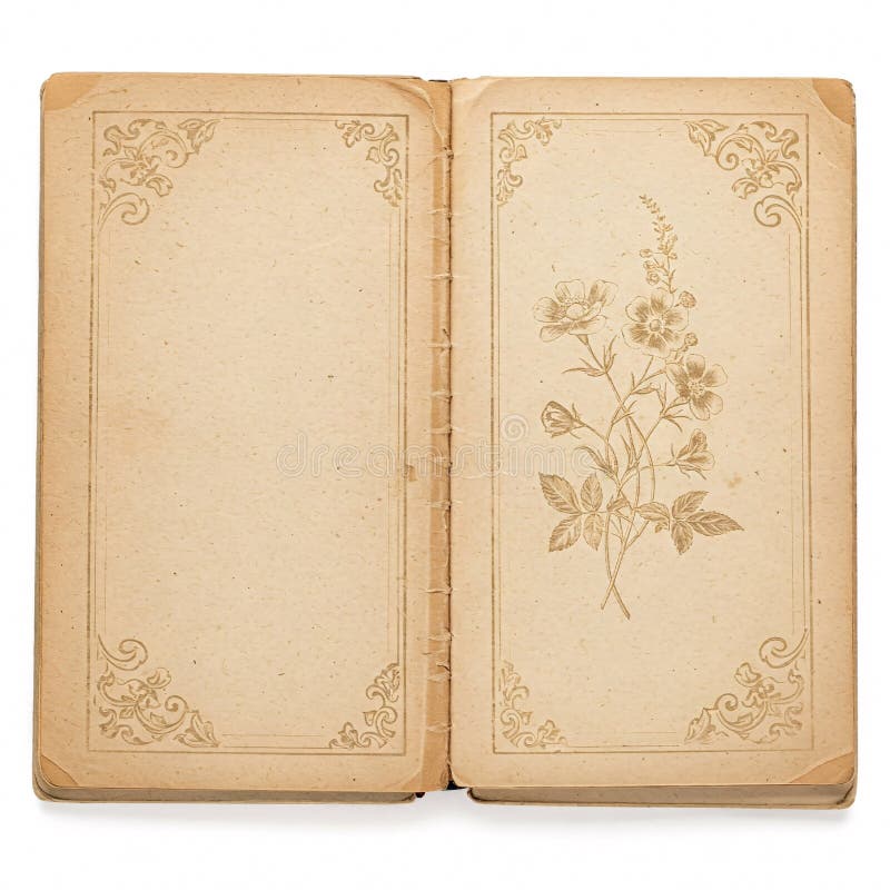 Open Old Book with Decorative Frames on the Pages Isolated on a White ...