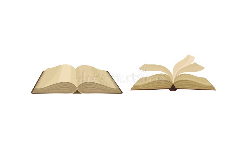 Open Old Book in Hard Cover with Paper Pages Vector Set Stock Vector ...