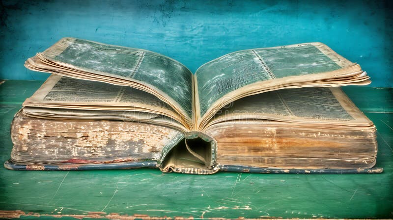 An Open Old Book on an Old Book Table. Concept of Education. Retro ...