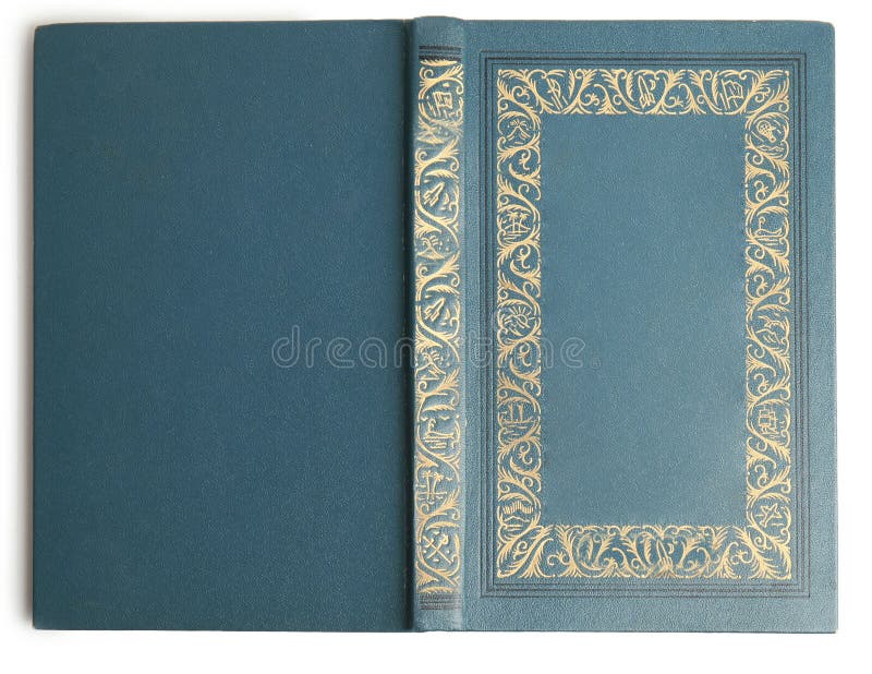 Open Old Book with Vintage Light Blue Cover Isolated on White 库存照片 - 图片 ...