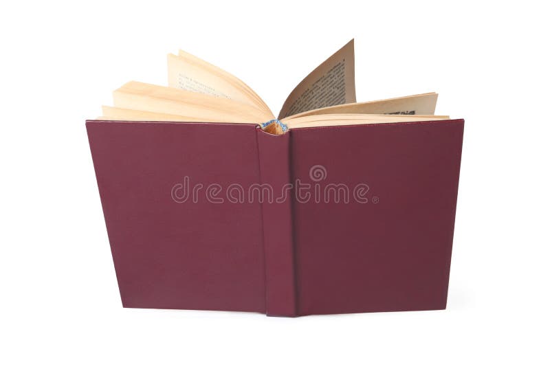 Open Old Hardcover Book Isolated on White Stock Photo - Image of ...