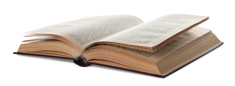 Open Old Hardcover Book Isolated on White Stock Photo - Image of design ...