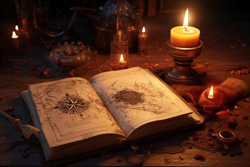 Open old magical book stock image. Image of fantasy - 306734235