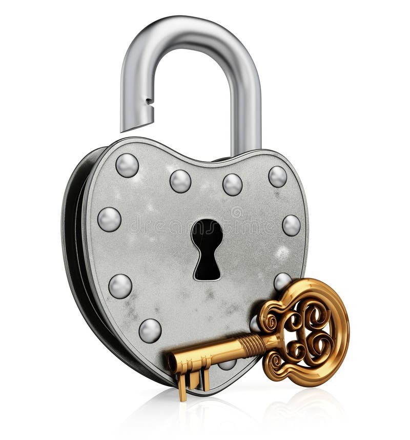 Open Old Padlock with Gold Key Stock Illustration - Illustration of ...