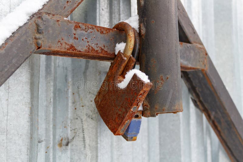 Open Old Rusty Padlocks Hang on the Gate Stock Image - Image of freeze ...