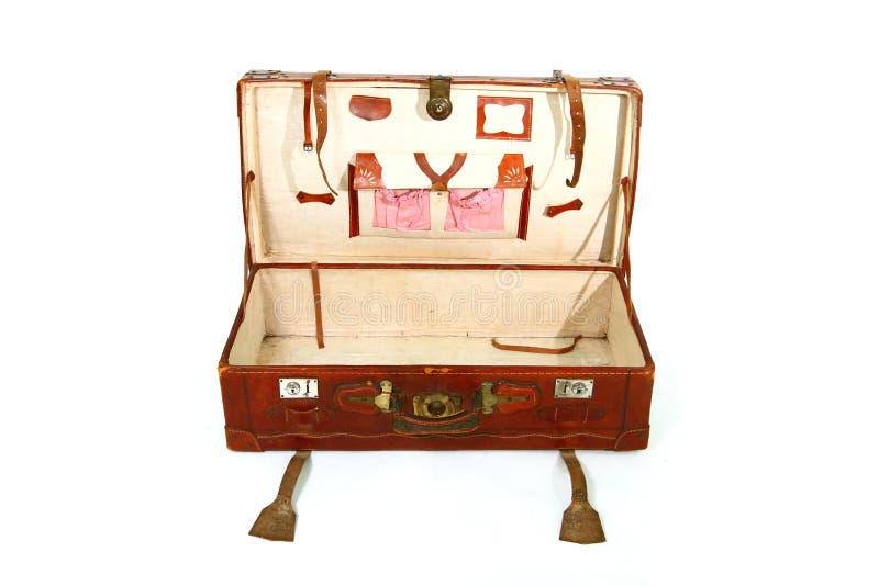 Vintage Suitcase or Luggage Open, Isolated Stock Image - Image of ...