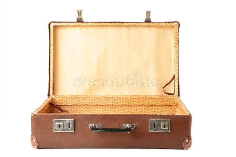 Open Old Suitcase Isolated on White Background Stock Photo - Image of ...