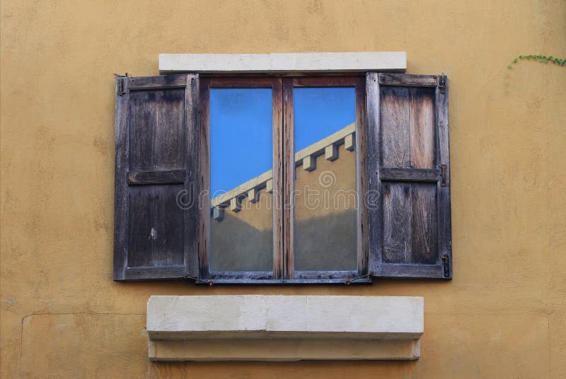 Open Old Window on Brick Wall Stock Photo - Image of cement, pane: 67375576
