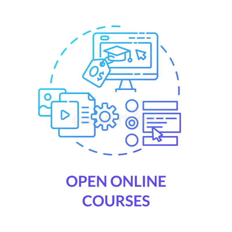 Open Online Courses Concept Icon Stock Vector - Illustration of ...