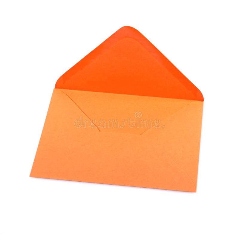 Open Orange Envelope on a White Background Stock Image - Image of empty ...