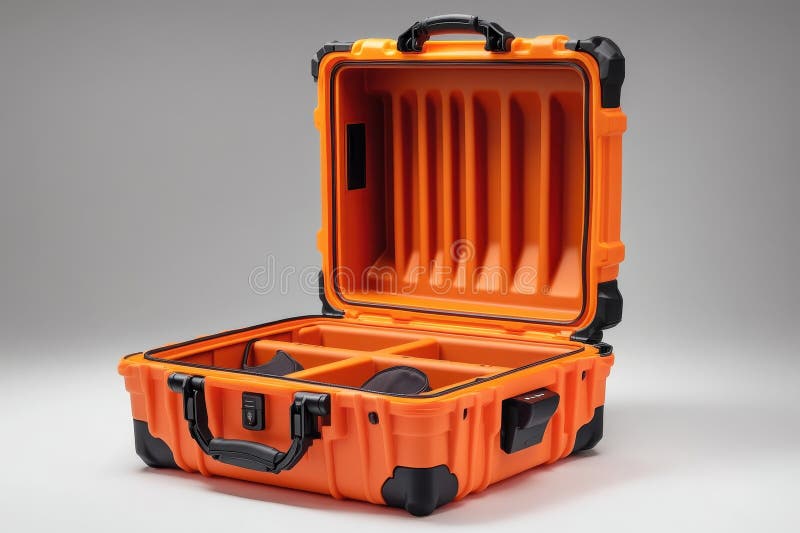 An Open Orange Hard Case with Compartments for Organizing Equipment or ...