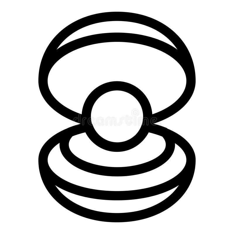 Open Oyster Shell Holding a Big Round Pearl Icon Stock Vector ...