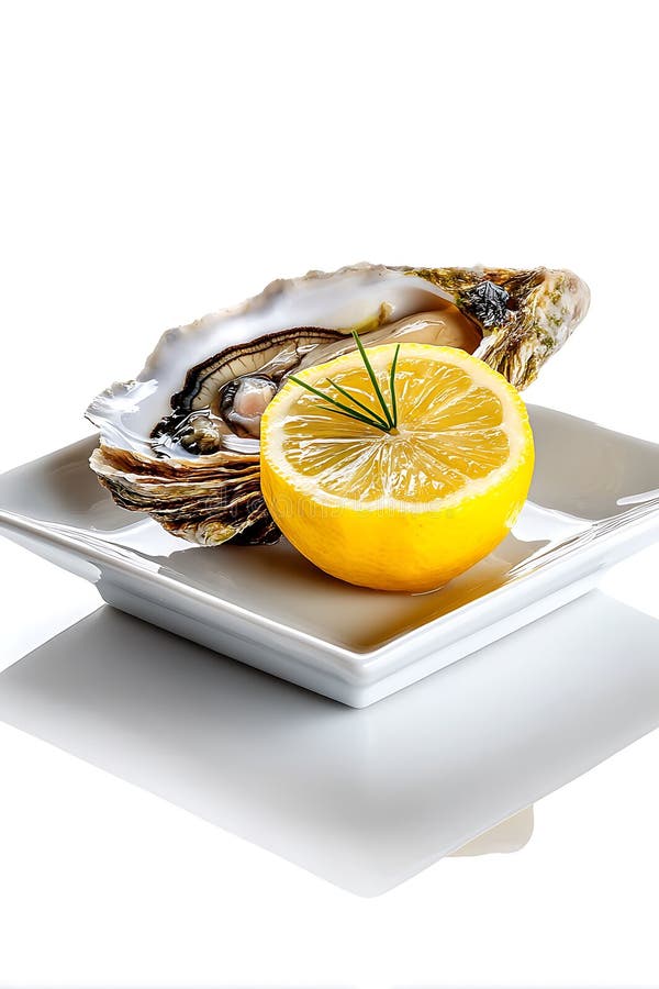An Open Oyster Shell, Revealing the Mollusk Inside, Sits on a Square ...