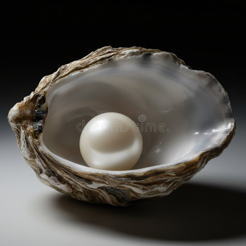 An Open Oyster Shell Reveals a Single, Smooth, Lustrous Pearl Sitting Inside. the Shell Stock ...