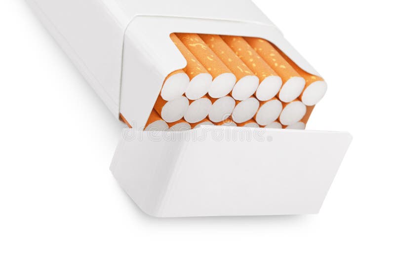 Open Pack of Cigarettes on White Stock Photo - Image of closeup, health ...