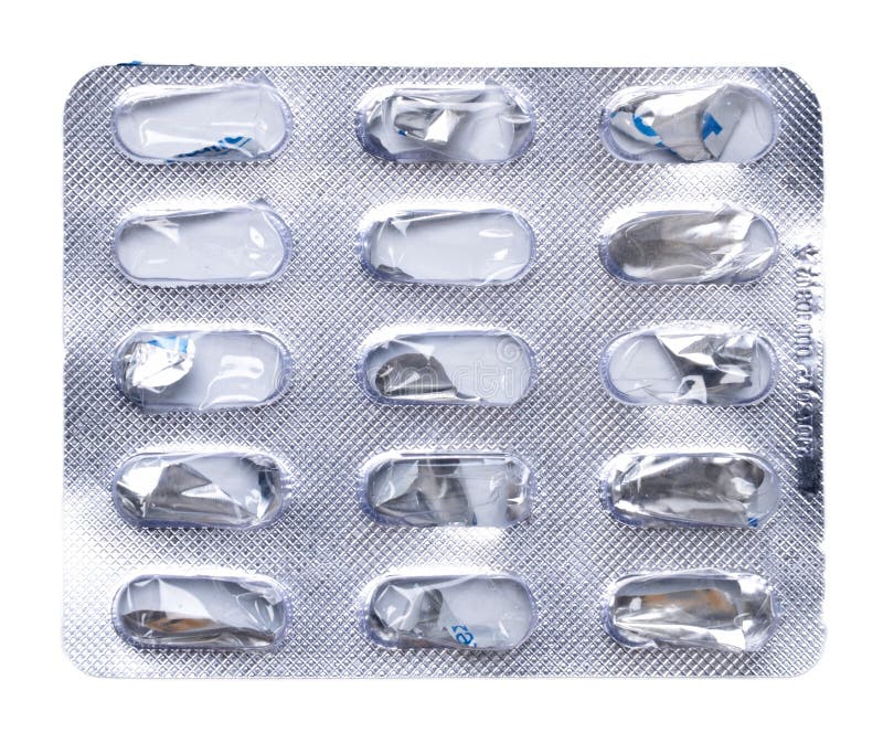 Open Pack of Pills Isolated on White Background Stock Photo - Image of ...