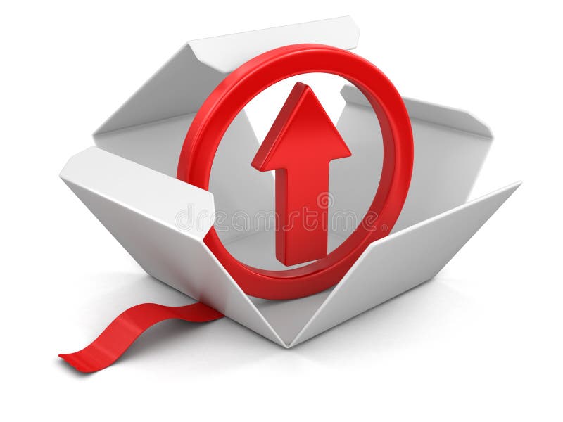 Open package with arrow up stock illustration. Illustration of ideas ...