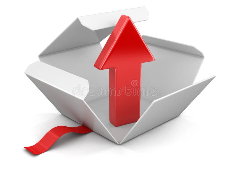 Open package with arrow up stock illustration. Illustration of gift ...