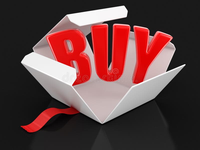 Open package with buy stock illustration. Illustration of gift - 80783137