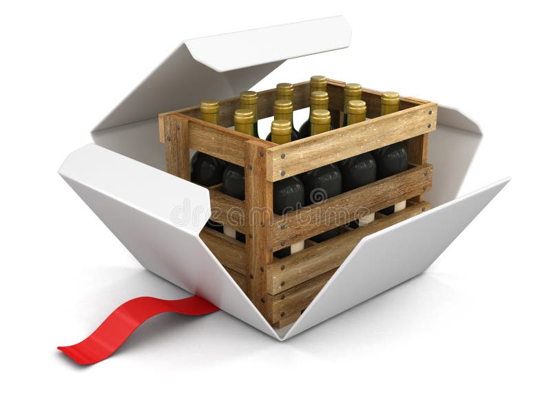 Open Package with Wine Bottles in Box Stock Illustration - Illustration ...