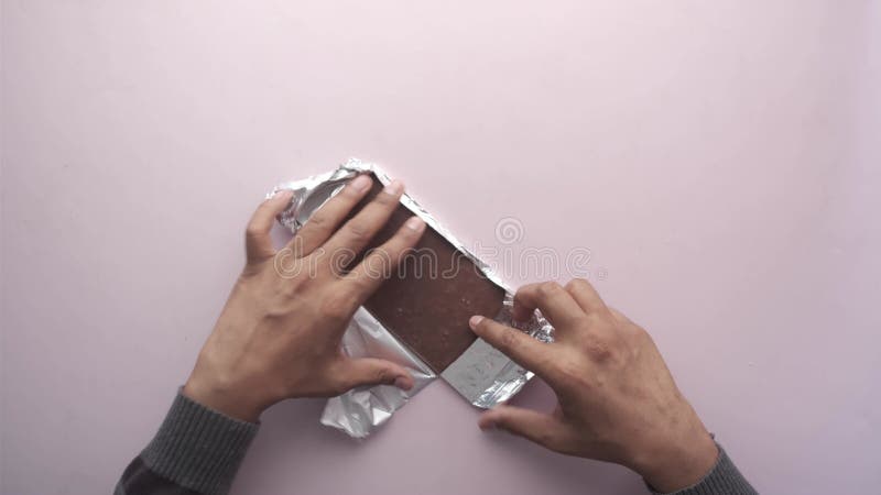 Open a Packet of Dark Chocolate Top View Stock Footage - Video of food ...