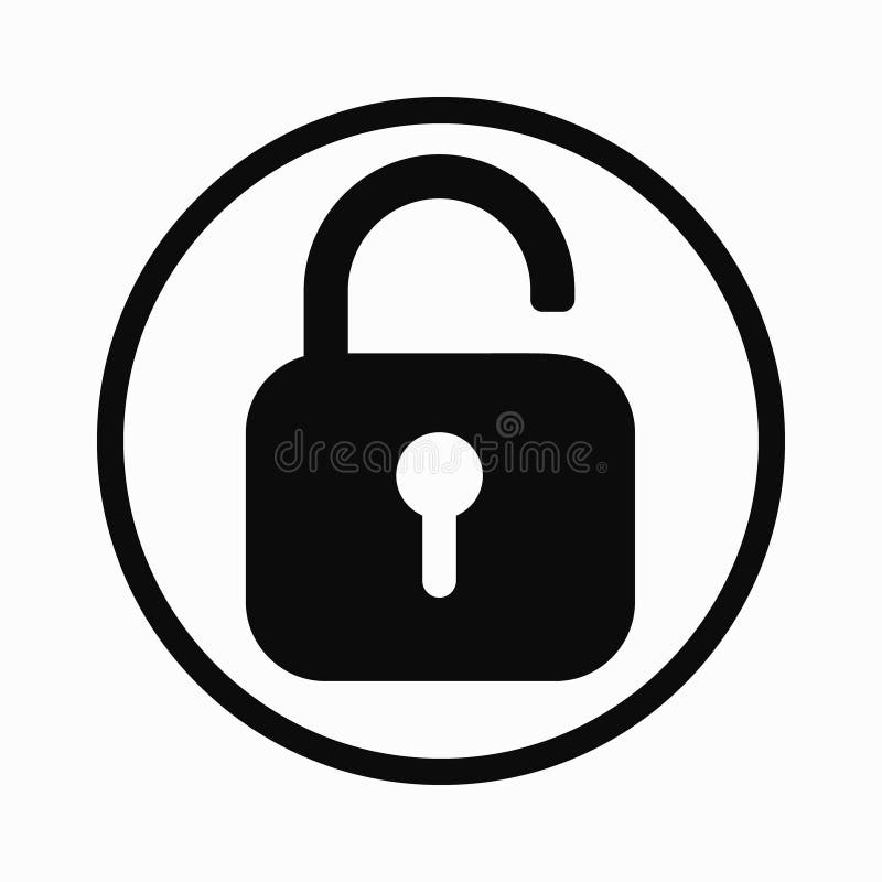 Open Padlock in Circle Icon Design on Isolated White Background. Vector ...