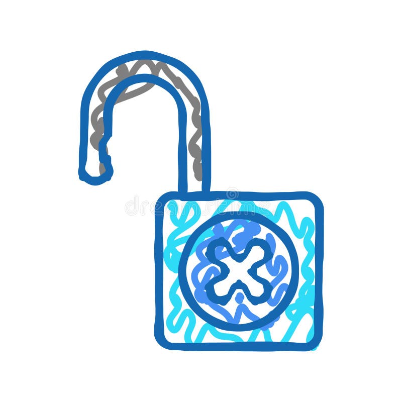 Open Padlock Icon Doodle Illustration Stock Vector - Illustration of ...
