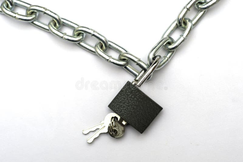 Open Padlock with Keys Hanging on a Chain on a White Background Stock ...