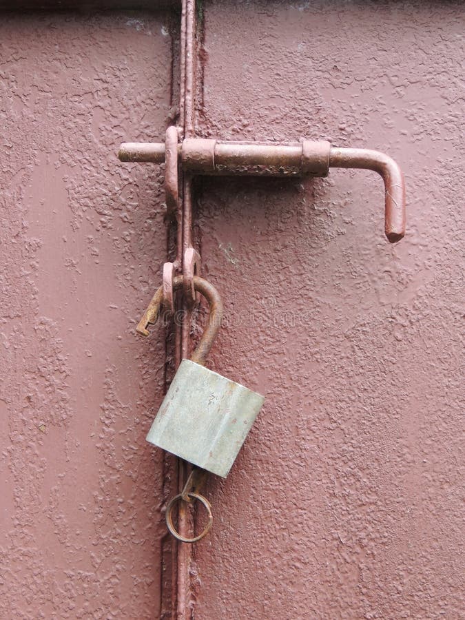 Old Iron Gate with Padlock and Latch Stock Image - Image of iron ...