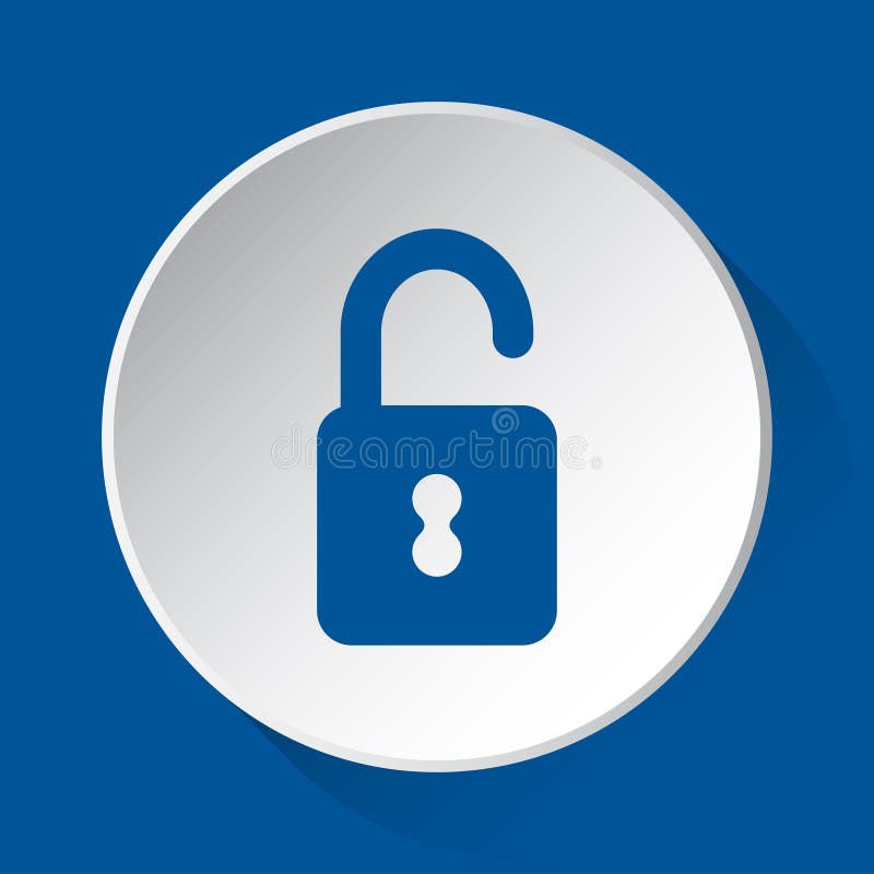 Open Padlock - Simple Blue Icon on White Button Stock Vector ...