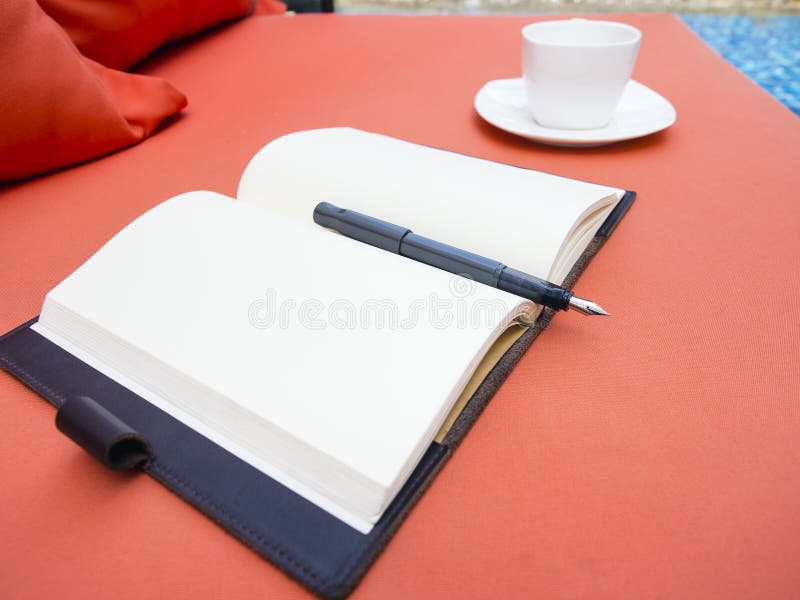 Open Page Book on Sofa with Coffee Stock Image - Image of page ...