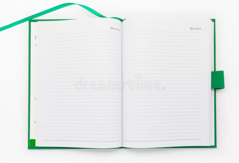 Open Page of Green Notebook Stock Image - Image of learning, note: 44077647