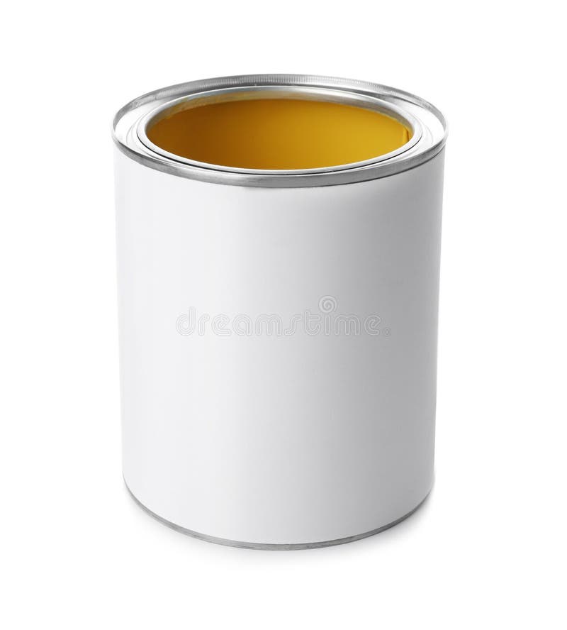 Open Paint Can with Stains and Brush Stock Photo - Image of background ...