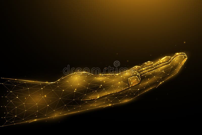 Open Palm Hand Gesture Low Poly Design. Giving Hand Concept Stock ...
