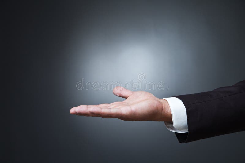 Open Palm Hand Gesture of Male Isolated on White Stock Image - Image of ...