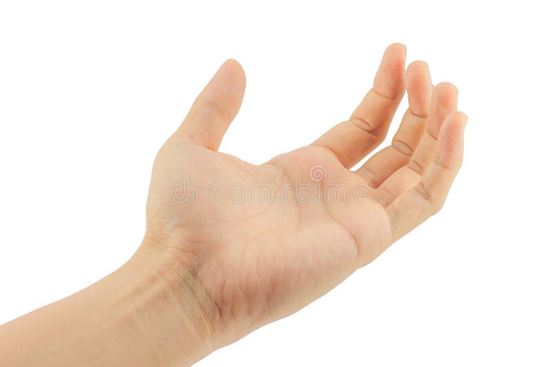 Open Palm Hand Gesture of Male Hand. Stock Photo - Image of message ...