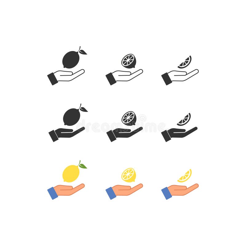 Open Palm and Lemon Icon. Hand and Fruit Symbol. Sign Offer Citrus ...
