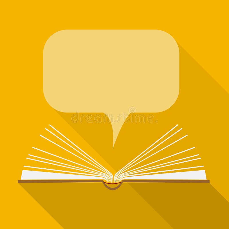 Open Paper Book with Speech Clouds in Flat Design Style Stock ...