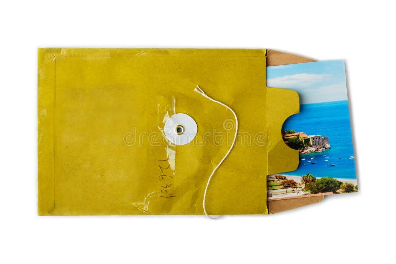 Open Paper Envelope with Holiday Postcard Inside Stock Image - Image of ...
