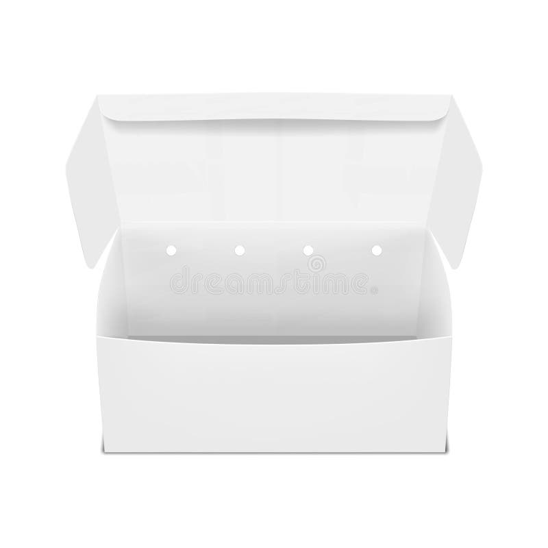 Open Paperboard Takeout Food Box Mockup. Blank White Takeaway Snack ...
