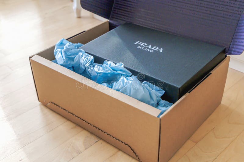 Open Parcel with Box from Prada Editorial Stock Image - Image of online ...