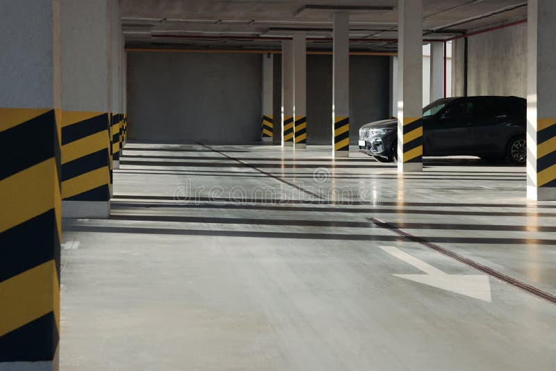 Open Parking Garage with Car on Sunny Day Stock Image - Image of ...