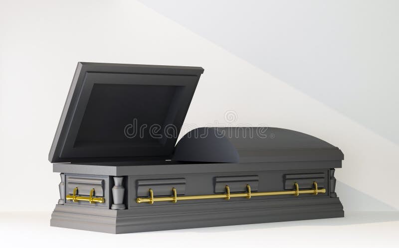 Open Part of Black Coffin in Beam of Light Stock Illustration ...