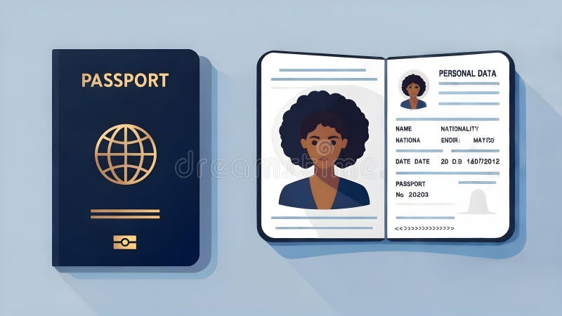 Open Passport Showing Personal Data and Closed Passport Book Design ...