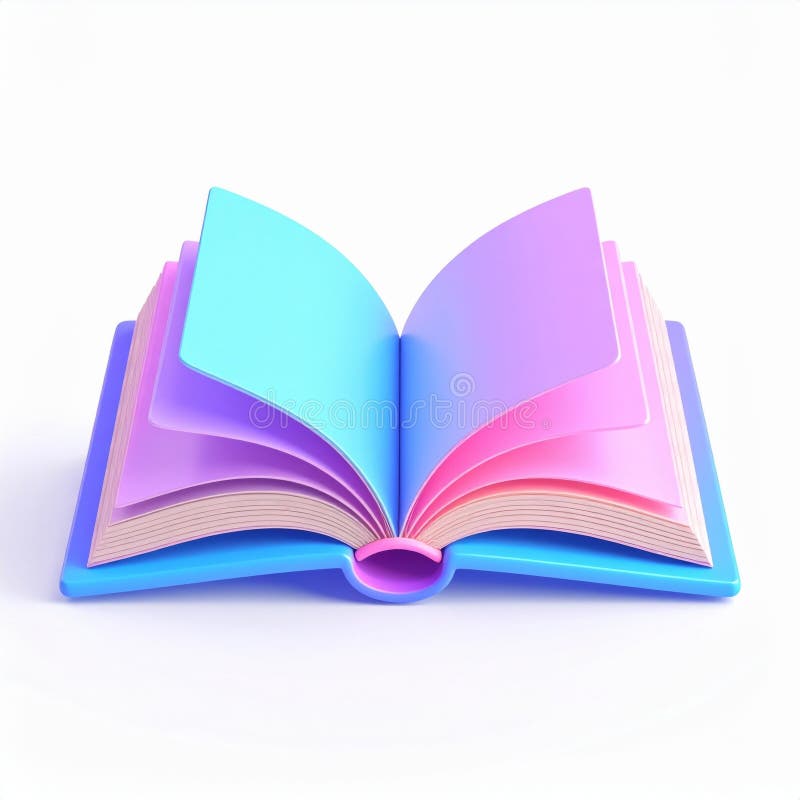 Open Pastel Book with Colorful Pages on White Background Stock ...