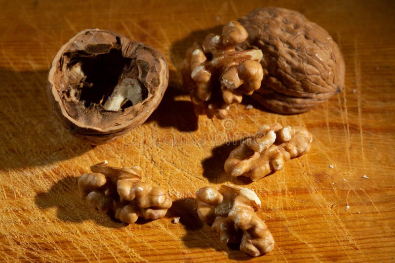 Open and Peeled Nuts on Cooking Wood Stock Photo - Image of platter ...